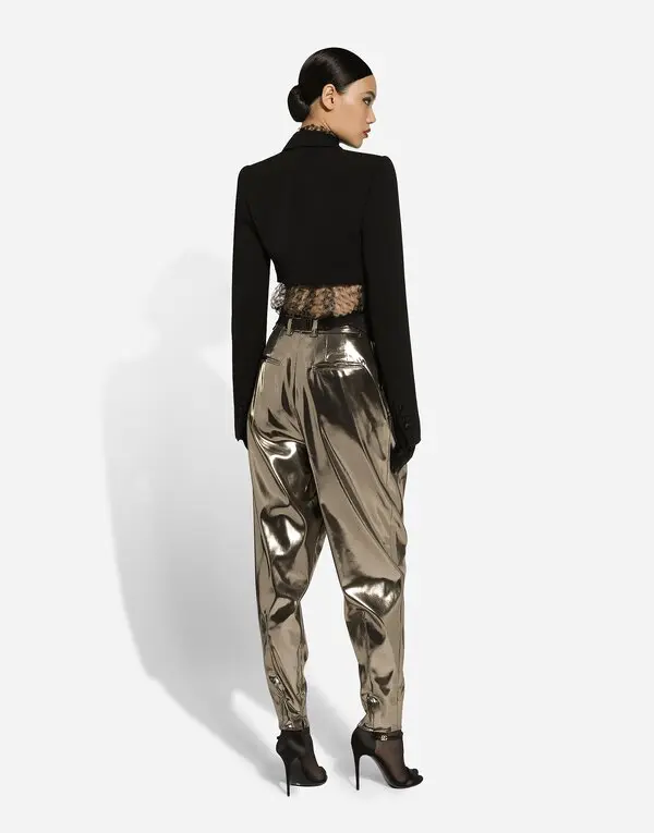 Dolce & Gabbana Foiled Stretch Satin Trousers