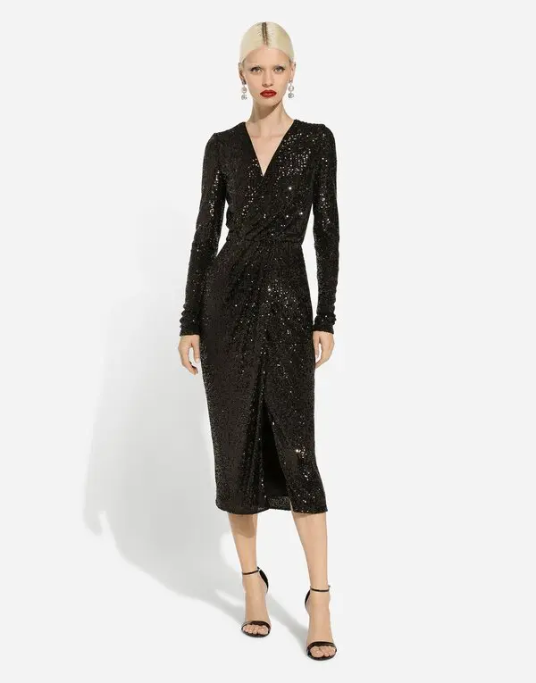 Dolce & Gabbana Micro-sequined Calf-length Dress
