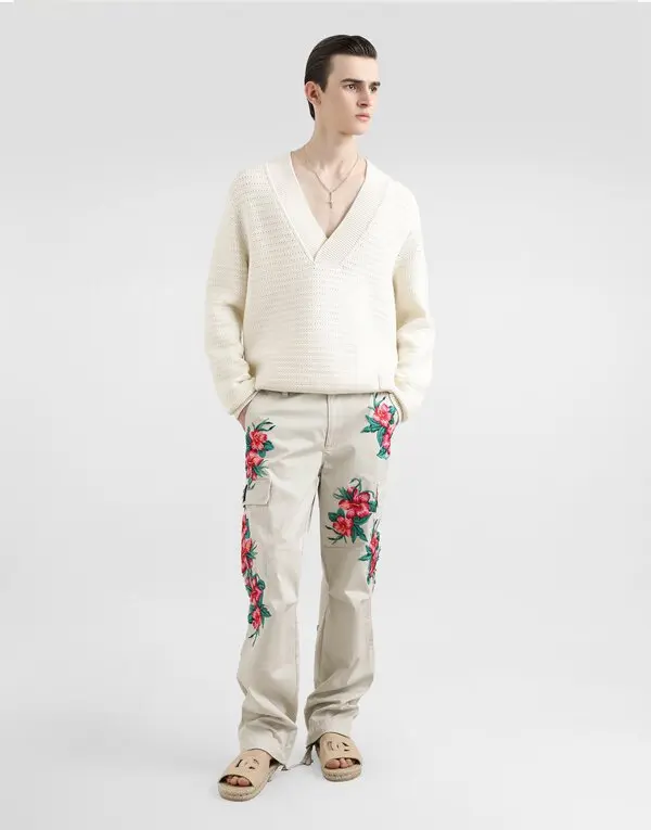 Dolce & Gabbana Wool V-neck Sweater With Dg Embroidery