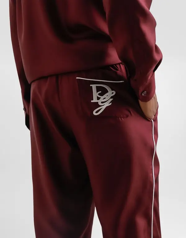 Dolce & Gabbana Silk Pajama Pants With Logo Embroidery - Bordeaux