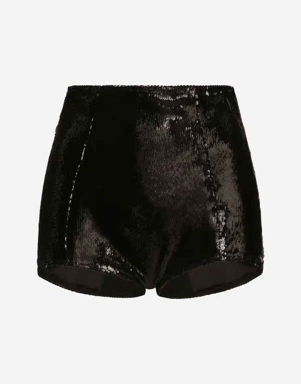 Dolce & Gabbana High-waisted Sequined Briefs - Black