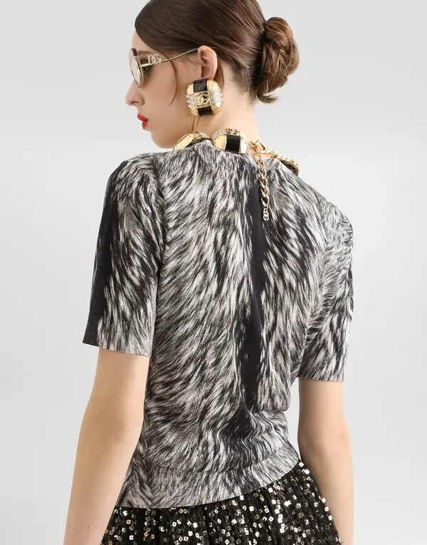 Dolce & Gabbana Fur-print Silk Sweater