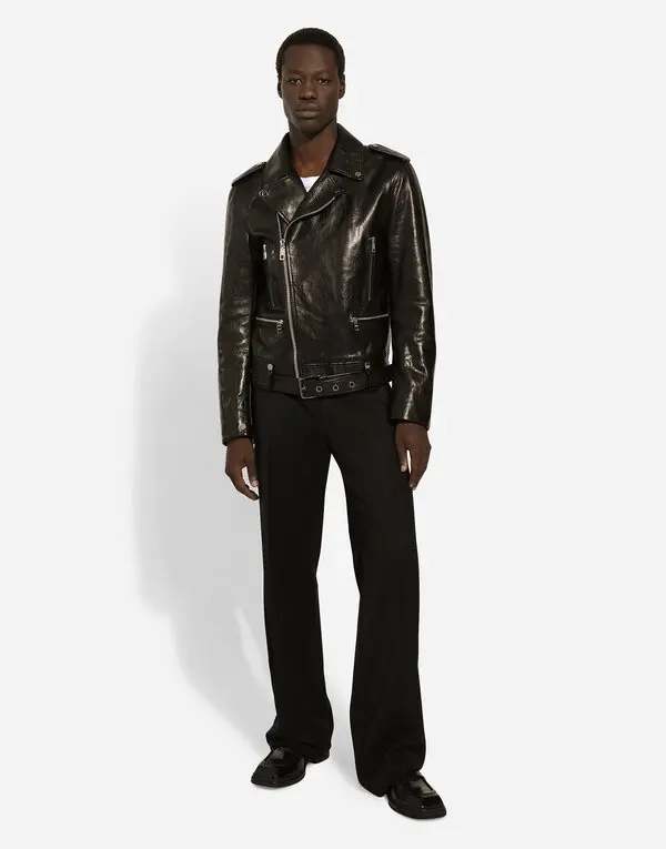 Dolce & Gabbana Belted Leather Biker Jacket
