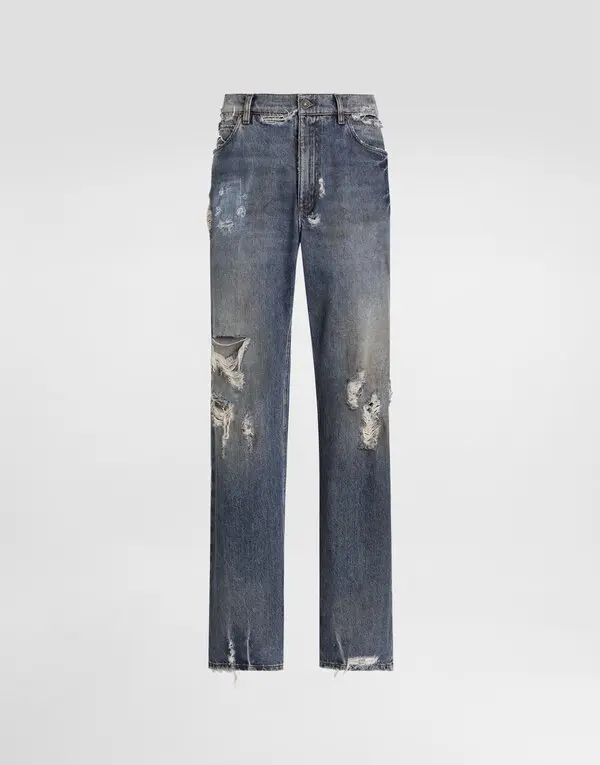 Dolce & Gabbana Oversize Jeans With Logo Tag - Multicolor