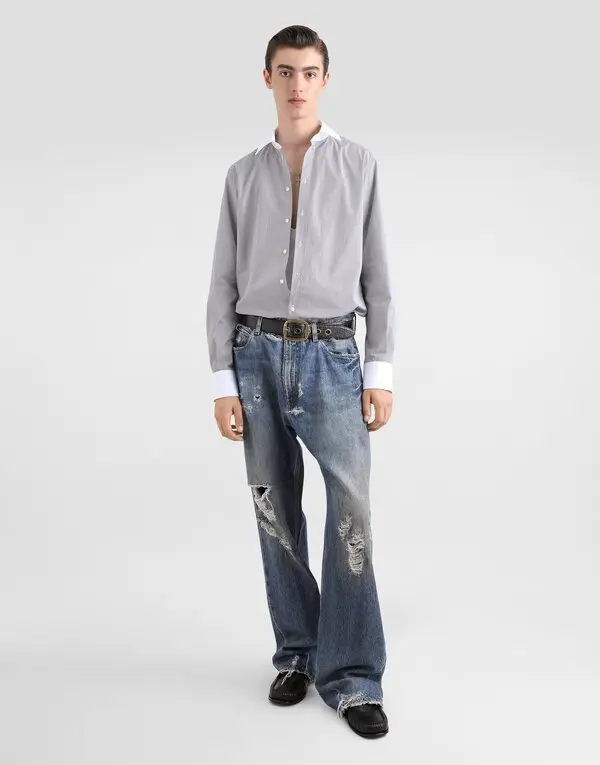 Dolce & Gabbana Oversize Jeans With Logo Tag - Multicolor