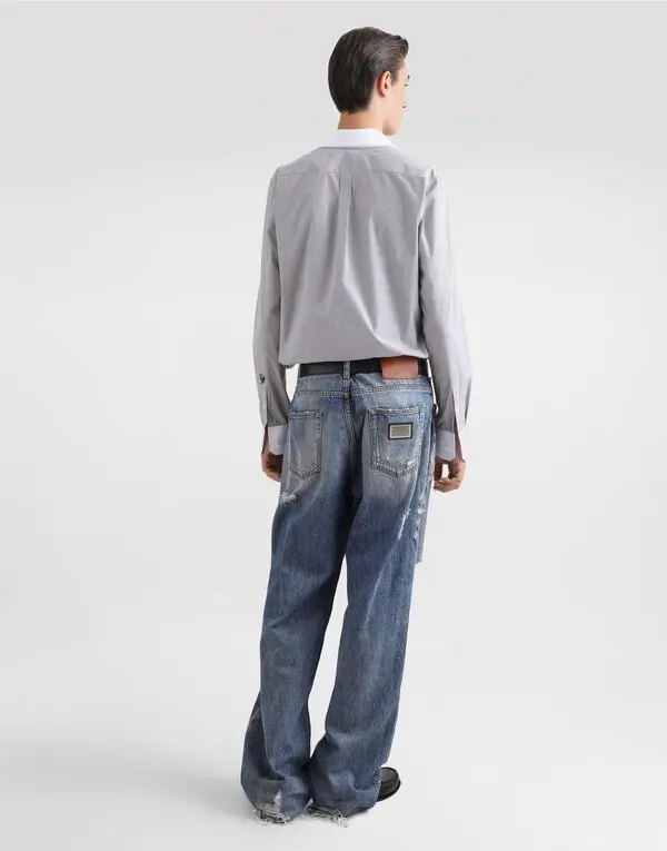Dolce & Gabbana Oversize Jeans With Logo Tag - Multicolor