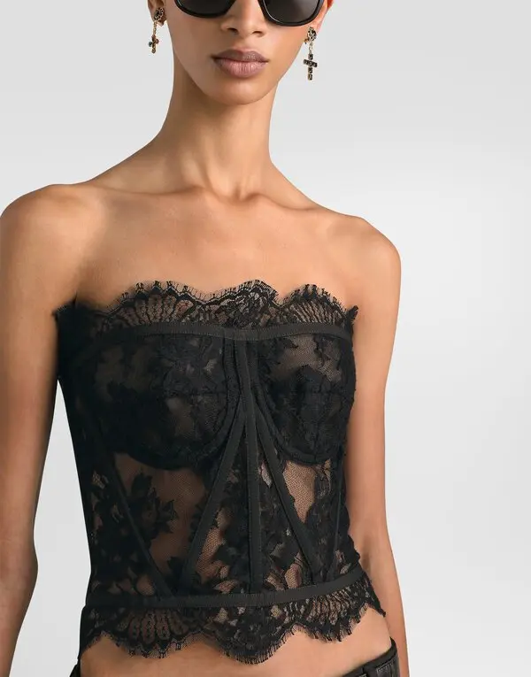 Dolce & Gabbana Chantilly Lace Bustier - Black