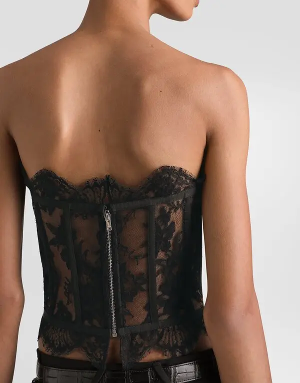 Dolce & Gabbana Chantilly Lace Bustier - Black