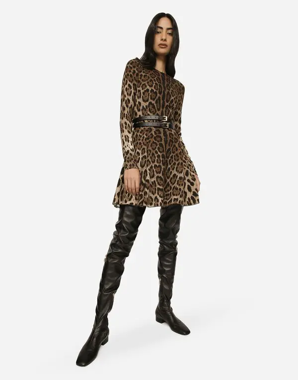 Dolce & Gabbana Leopard-print Cady Mini Dress - Animal Print