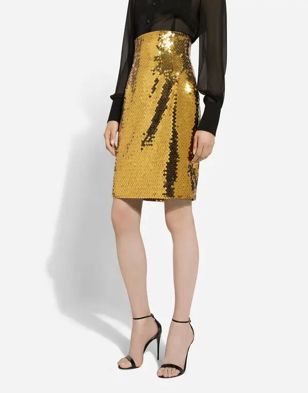Dolce & Gabbana High-waisted Sequined Midi Skirt
