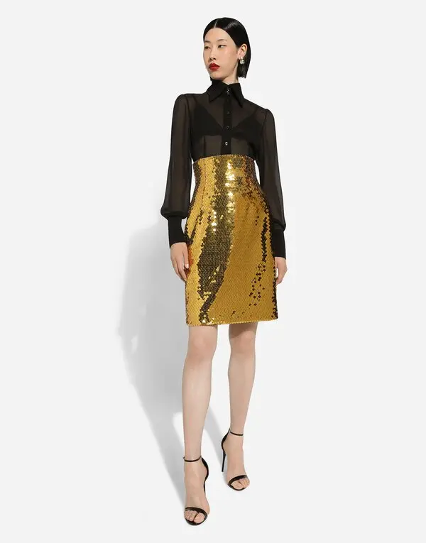 Dolce & Gabbana High-waisted Sequined Midi Skirt
