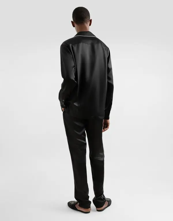 Dolce & Gabbana Silk Vanity Shirt With Logo Embroidery - Black