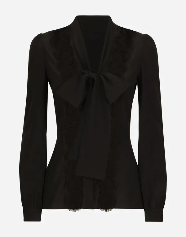 Dolce & Gabbana Silk Shirt With Lace Inlay