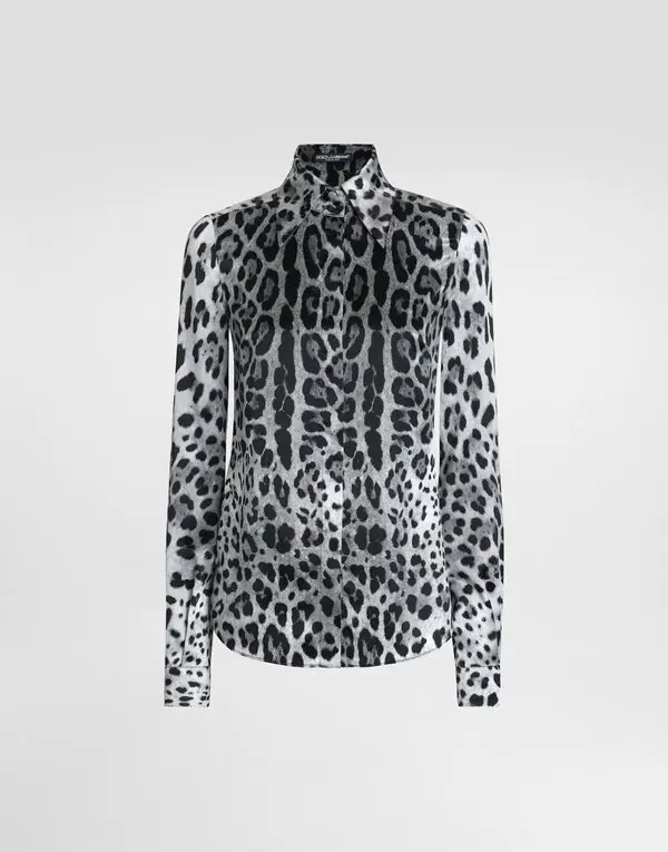 Dolce & Gabbana Leopard- Silk Satin Shirt - Print