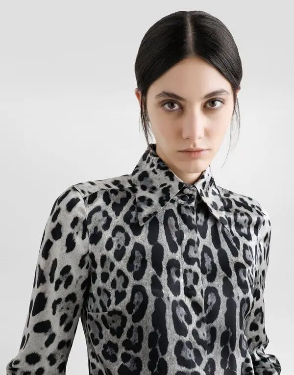 Dolce & Gabbana Leopard- Silk Satin Shirt - Print