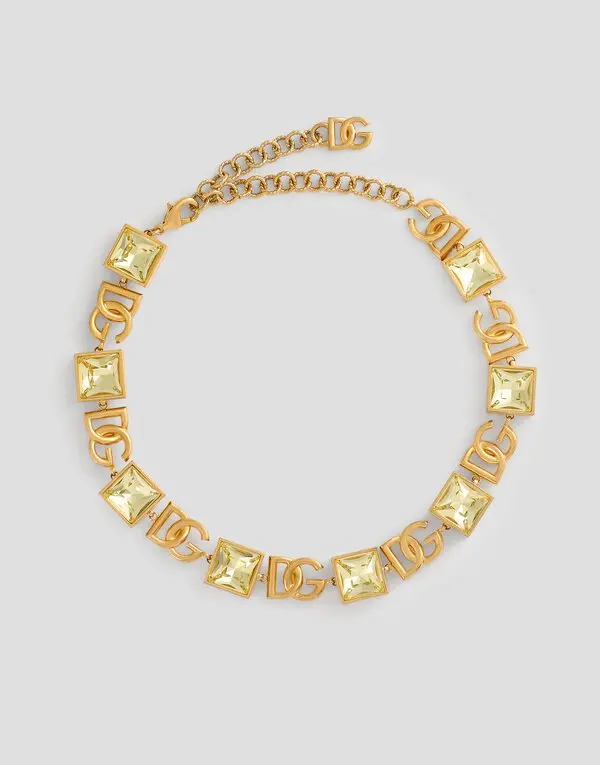 Dolce & Gabbana Dg Logo Rhinestone Necklace - Gold