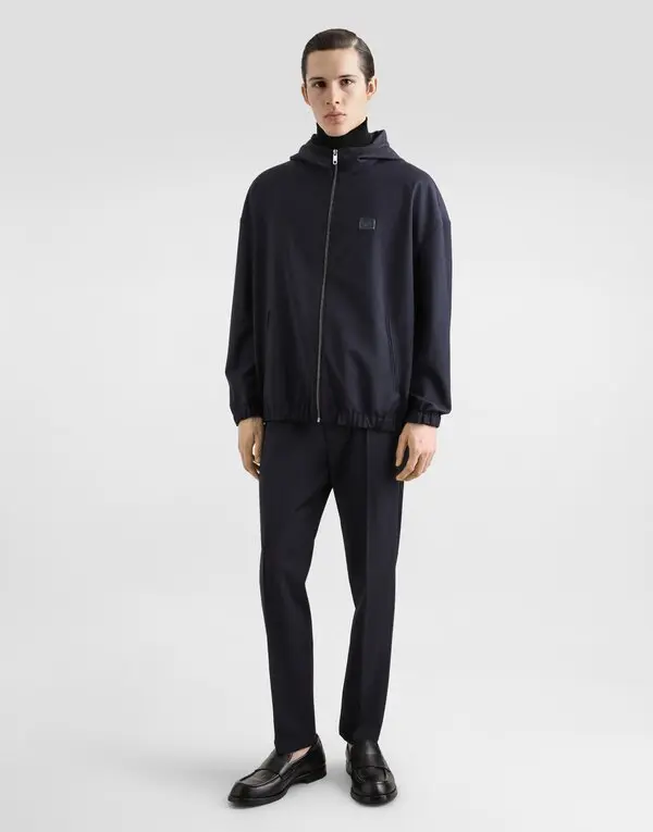 Dolce & Gabbana Hooded Woolen Jacket With Logo Tag