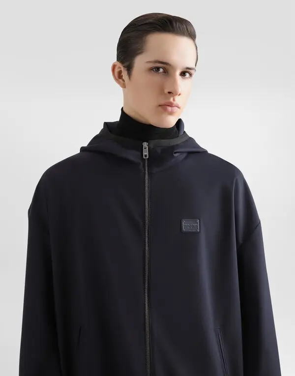 Dolce & Gabbana Hooded Woolen Jacket With Logo Tag