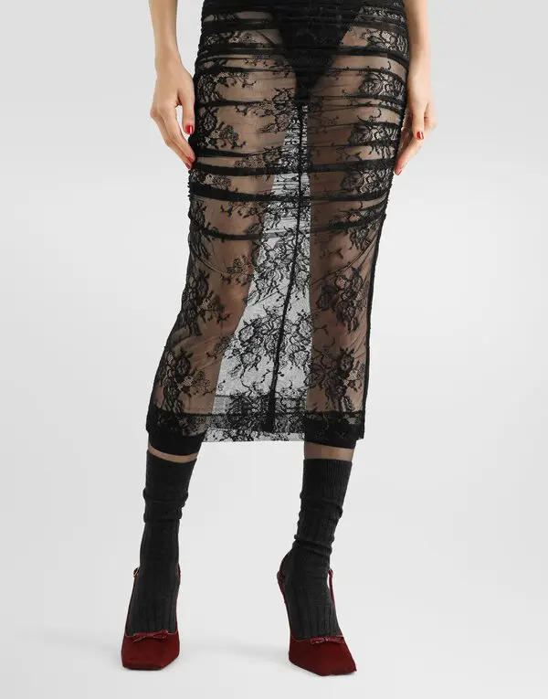 Dolce & Gabbana Calf-length Stretch Chantilly Lace Slip Dress