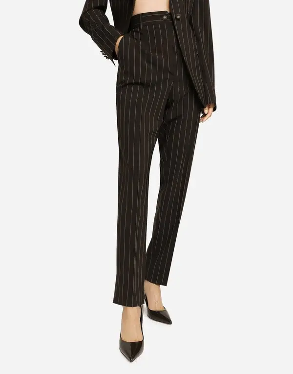 Dolce & Gabbana High-waisted Pinstripe Wool Pants - Multicolor