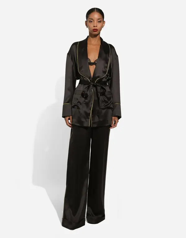 Dolce & Gabbana Silk Long-sleeved Pajama Jacket With Belt