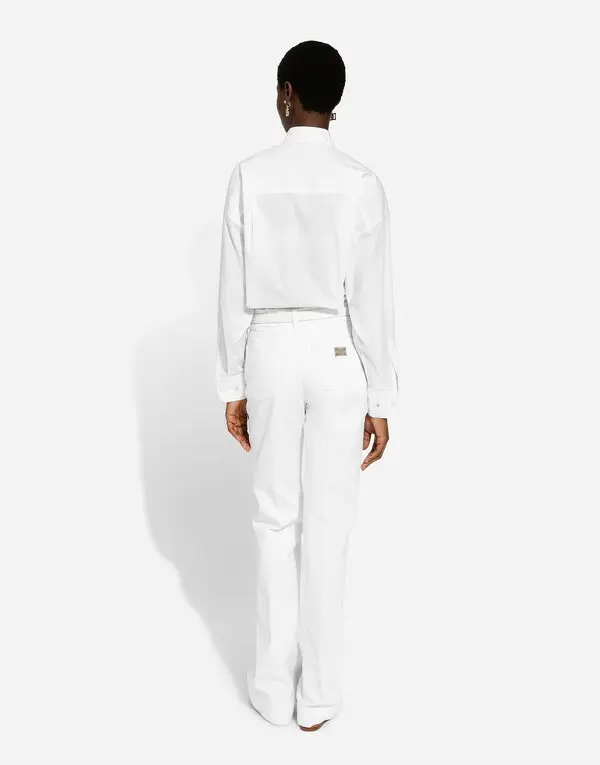 Dolce & Gabbana Long-sleeved Cotton Shirt With Embroidered Collar