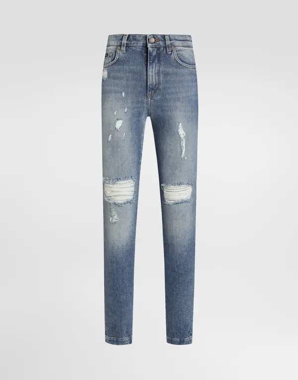 Dolce & Gabbana Stretch Denim Audrey Jeans With Rips - Azure