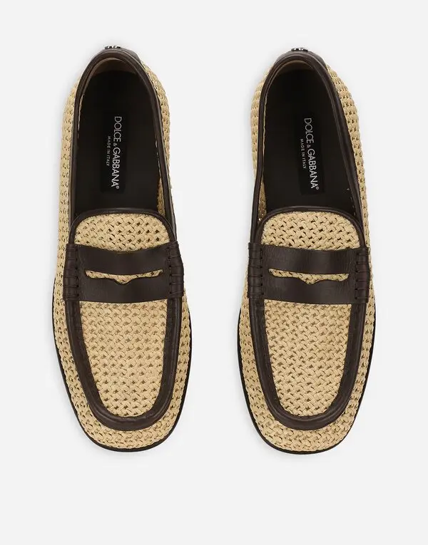 Dolce & Gabbana Black and Cream Raffia Woven Loafers LEX BLACK RAFFIA – Jacques Solovière Paris main image 4