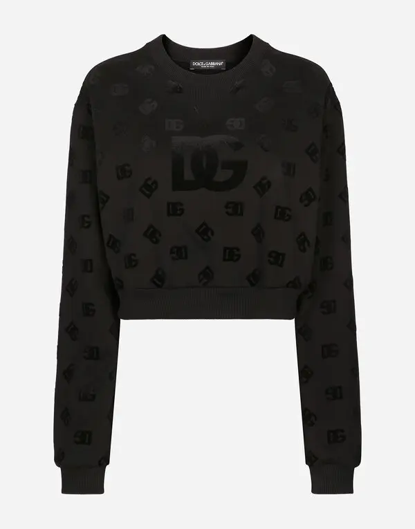 Dolce & Gabbana Jersey Sweatshirt With Flocked Dg Logo Print