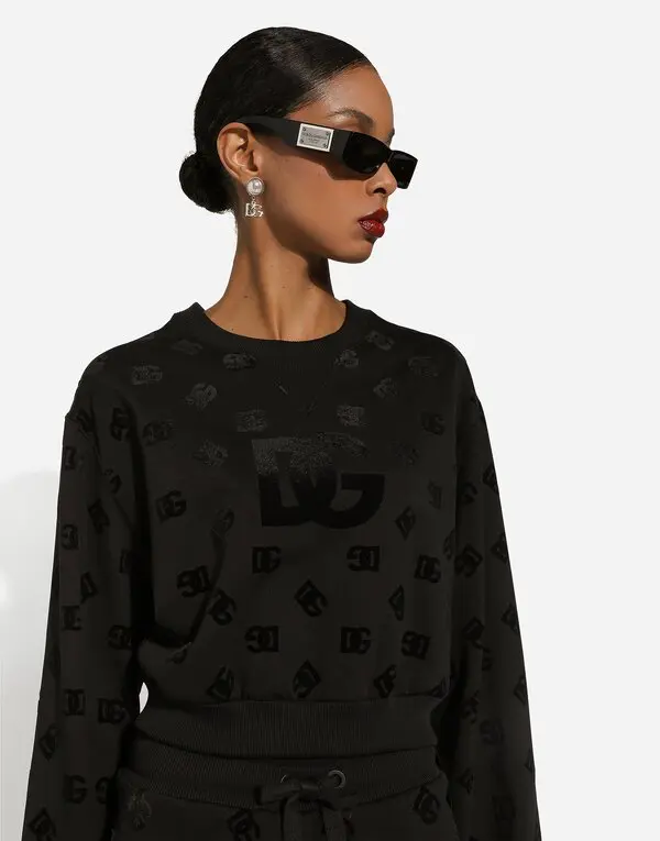 Dolce & Gabbana Jersey Sweatshirt With Flocked Dg Logo Print