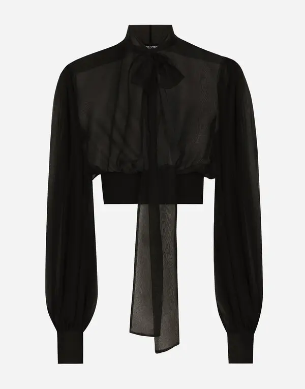 Dolce & Gabbana Silk Chiffon Pussy-bow Blouse
