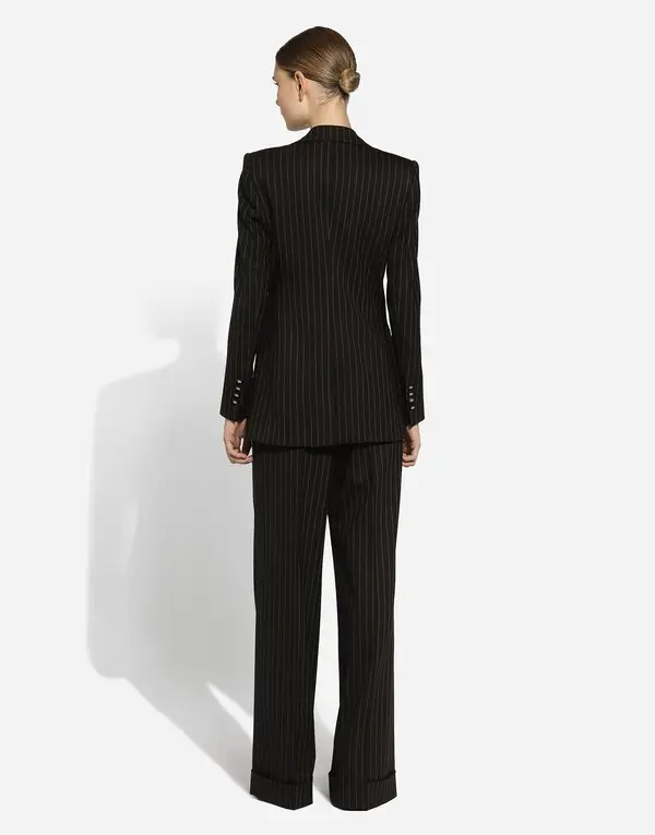 Dolce & Gabbana Pinstripe Wool Turlington Jacket - Multicolor