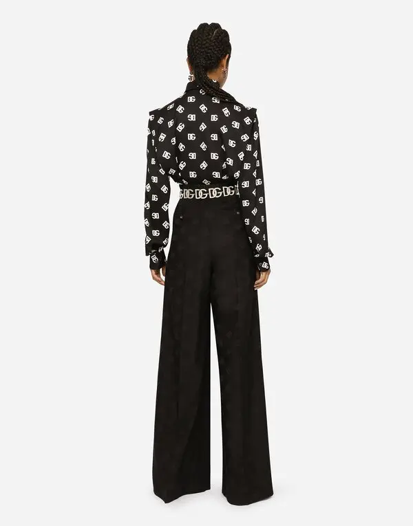 Dolce & Gabbana Wool Jacquard Pants With Dg Logo