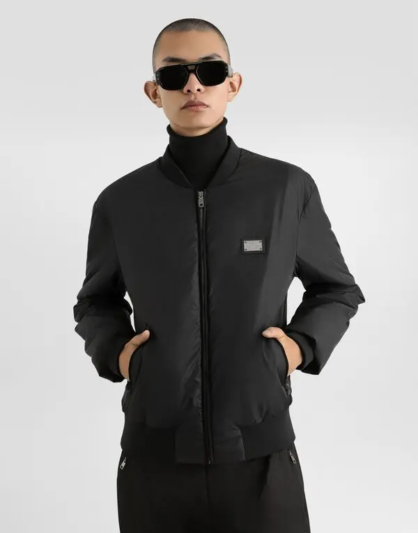 Dolce & Gabbana Nylon Jacket With Logo Tag - Black