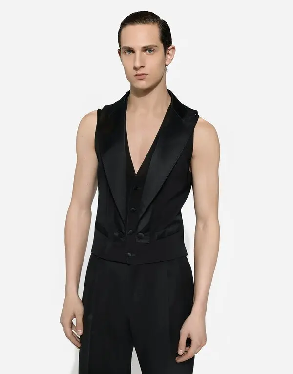 Dolce & Gabbana Single-breasted Gabardine Vest - Black