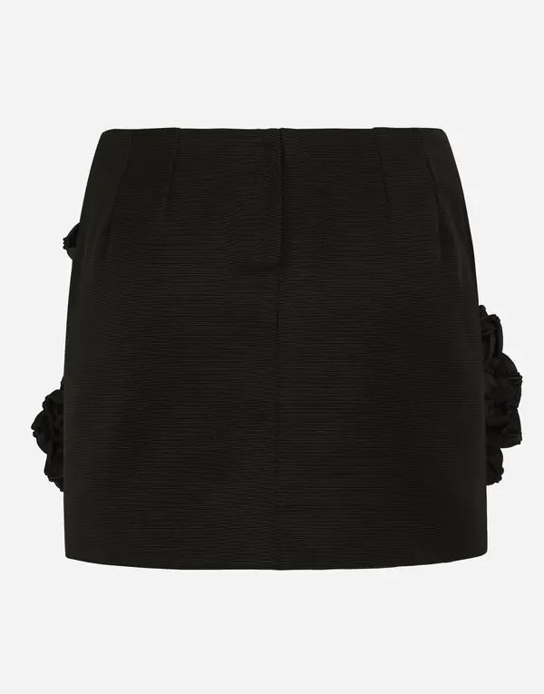 Dolce & Gabbana Ottoman Mini Skirt With Floral Appliqu