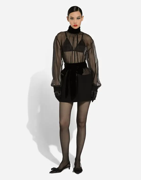 open lace back dress Dolce & Gabbana Organza Calf-length Dress With Halter Neck main image 1