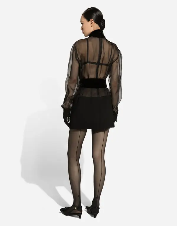 Dolce & Gabbana Short Wool Crepe And Organza Dress