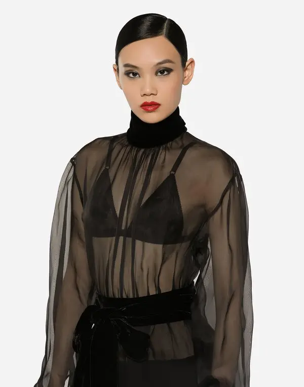 Dolce & Gabbana Short Wool Crepe And Organza Dress