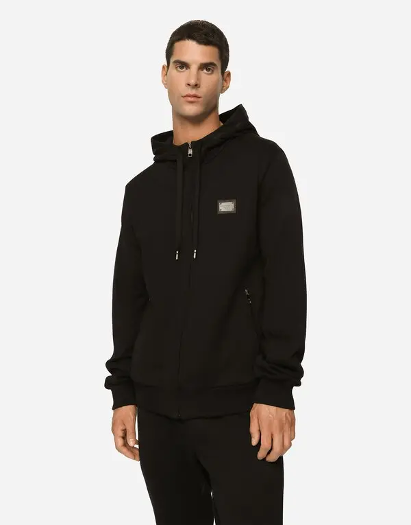 Dolce & Gabbana Jersey Zip-up Hoodie - Black