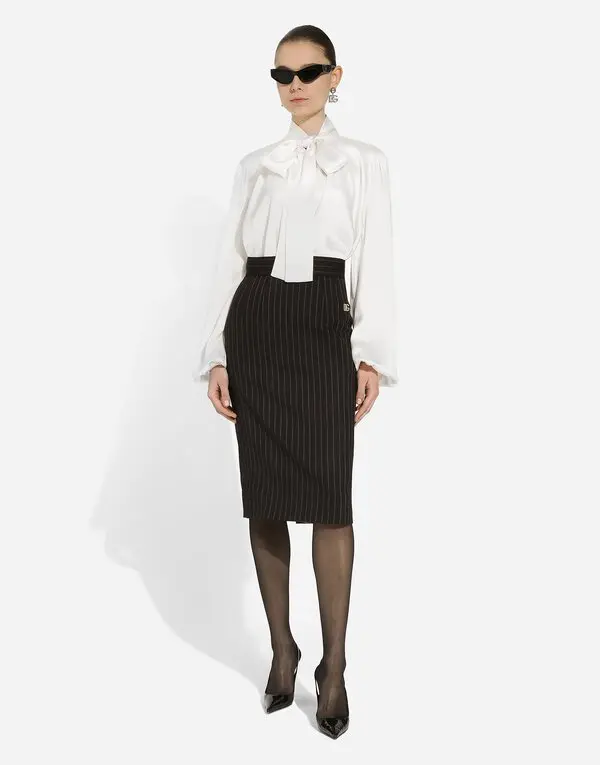 Dolce & Gabbana Pinstripe Stretch Wool Skirt - Multicolor