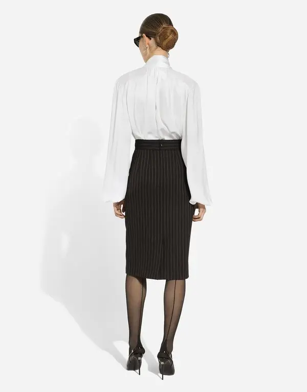 Dolce & Gabbana Pinstripe Stretch Wool Skirt - Multicolor