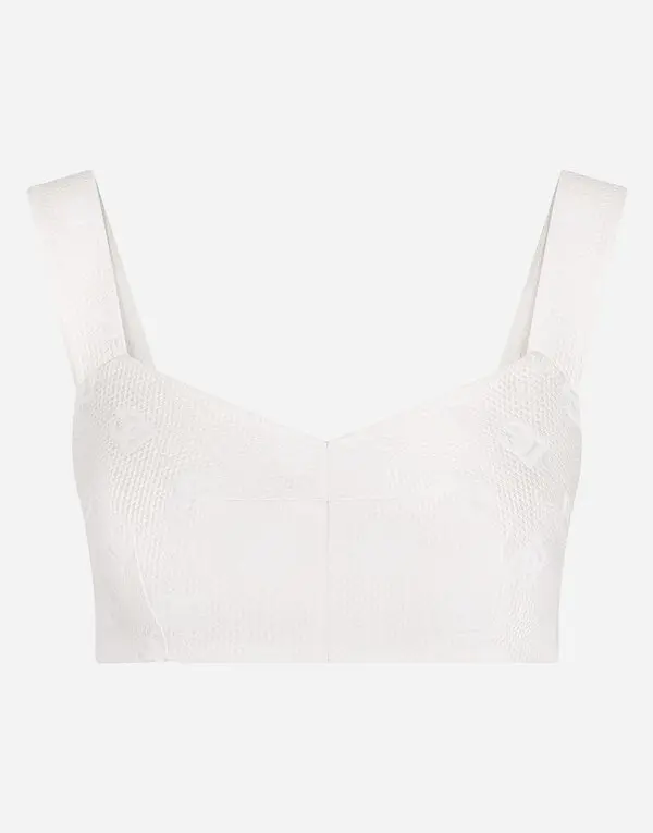 Dolce & Gabbana Jacquard Corset Top - White
