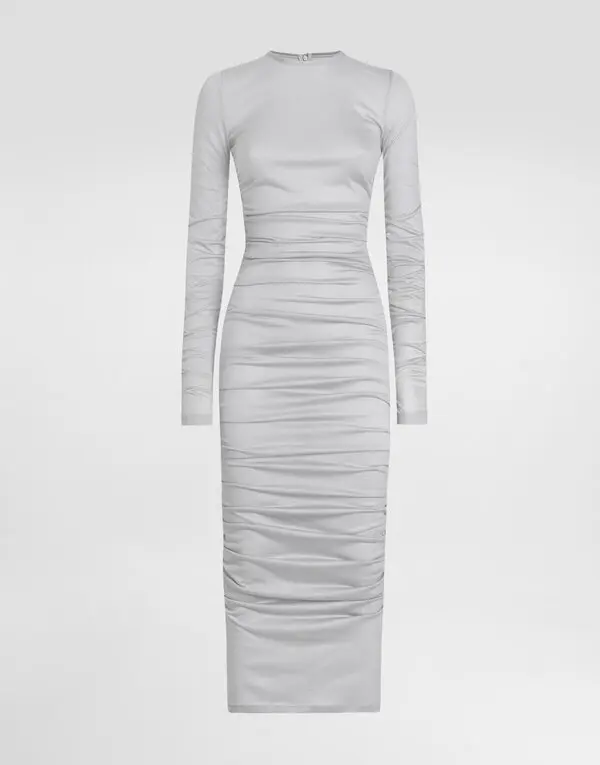 Dolce & Gabbana Draped Wool Jersey Calf-length Dress