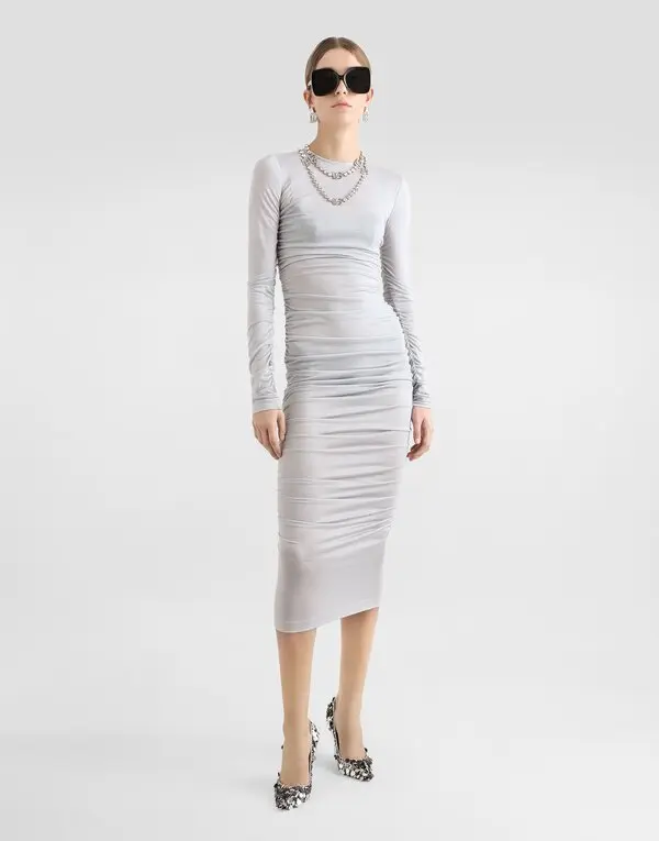 Dolce & Gabbana Draped Wool Jersey Calf-length Dress