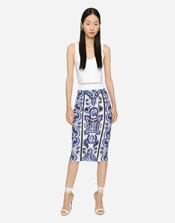 Dolce & Gabbana Majolica Print Midi Skirt - Multicolor