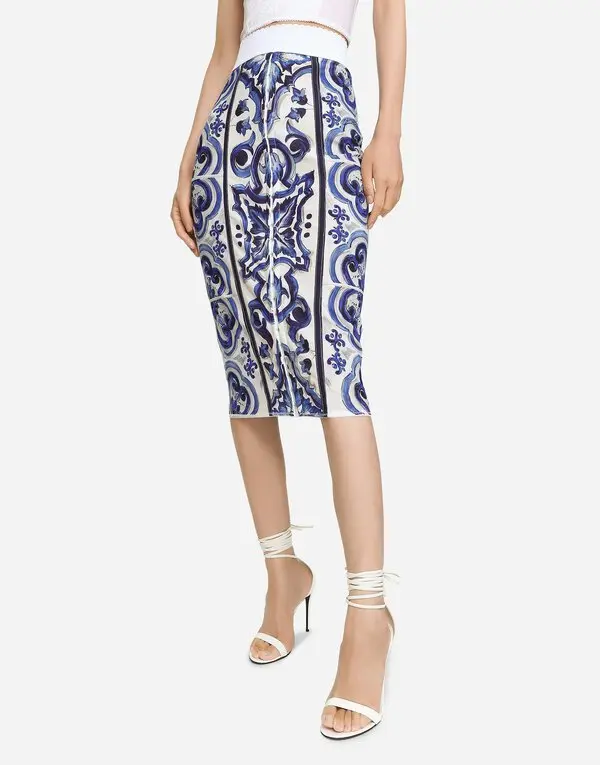 Dolce & Gabbana Majolica Print Midi Skirt - Multicolor
