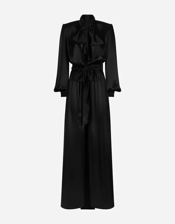 Dolce & Gabbana Long Silk Satin Dress With Front Slit