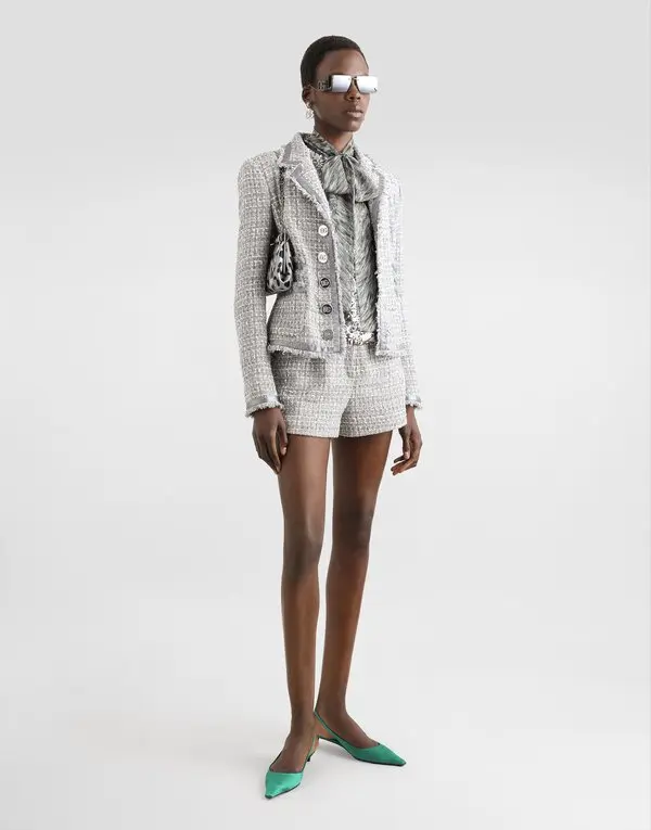 Dolce & Gabbana Short Single-Breasted Lamé Bouclé Jacket