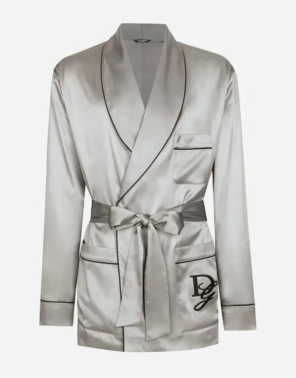 Dolce & Gabbana Silk Satin Robe - Grey